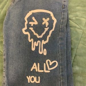 SHEIN | Jeans | Smiley Face Graphic Pants | Poshmark